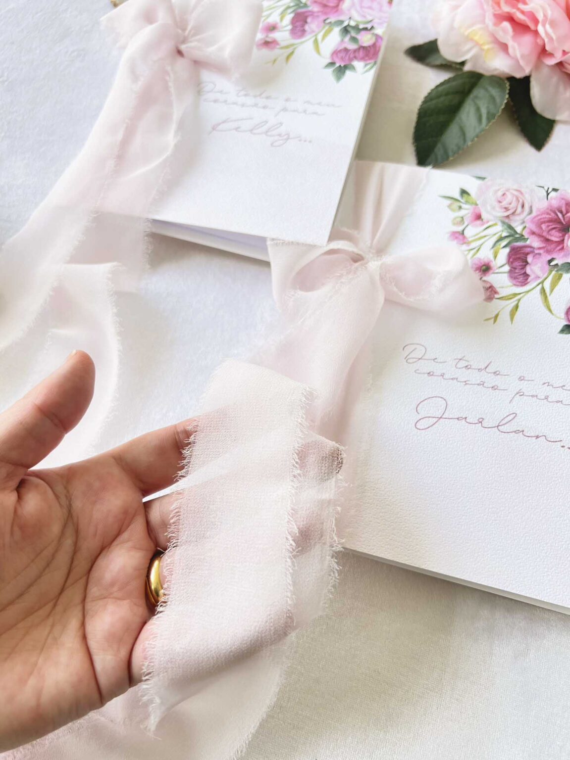 Par livro de Votos – Fita artesanal – COD. 254 – Le Poa